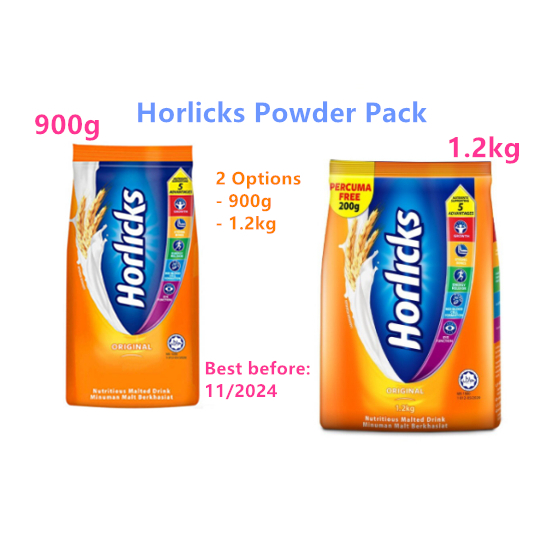 Horlicks Original Nutritious Malted Drink Powder 900g / 1.2kg [Best ...