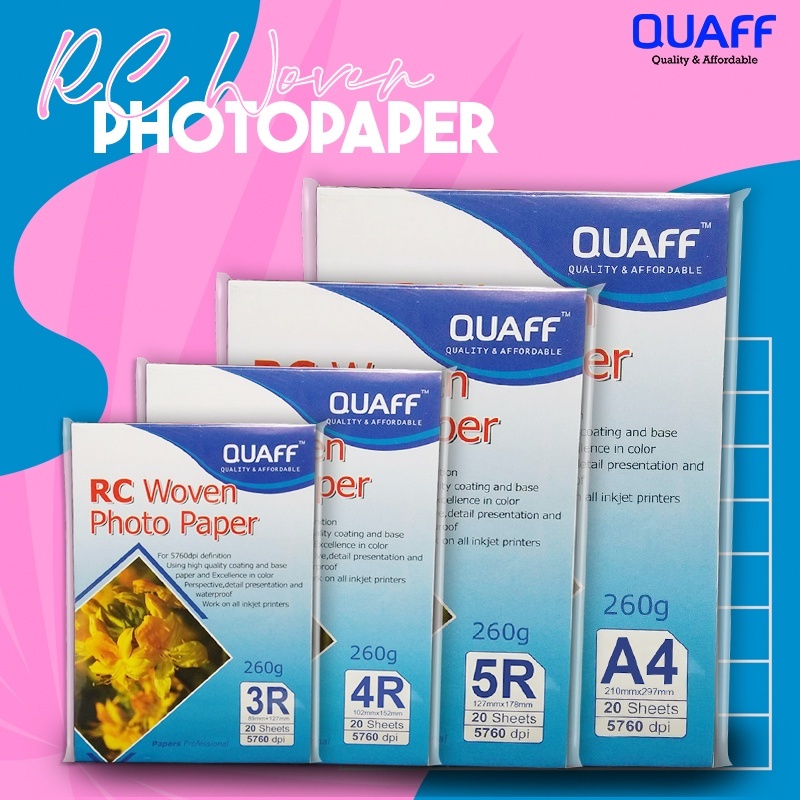 QUAFF RC Woven Inkjet Photo Paper No Back Print A4 | 5R | 4R & 3R Size ...