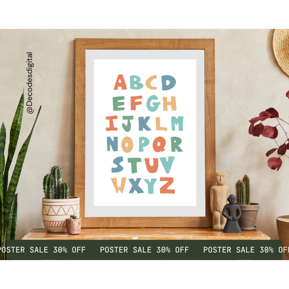 Rainbow Alphabet Poster, ABC Poster, Home Wall Decor, Educational ...