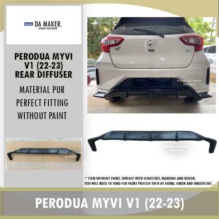 【Ready Stock】PERODUA MYVI FACELIFT 2022 GEN3 V1 REAR DIFFUSER (PUR ...