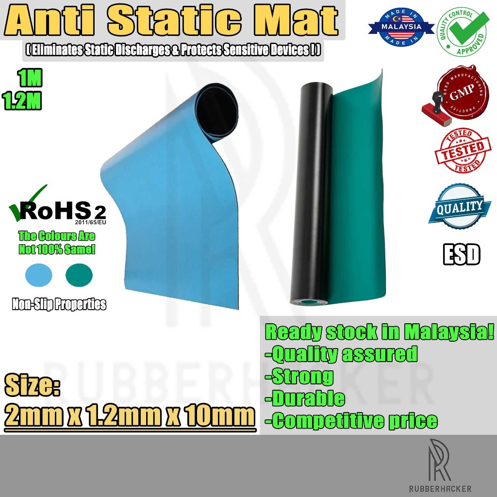 ESD Anti Static Rubber Mat, rubber sheet, rubber mat (2mm x 1.2m x 10m) | Shopee Malaysia