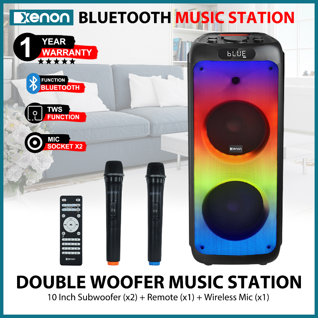 Xenon Dual 10 Inch Portable Speaker Bluetooth Speaker Music Station ...