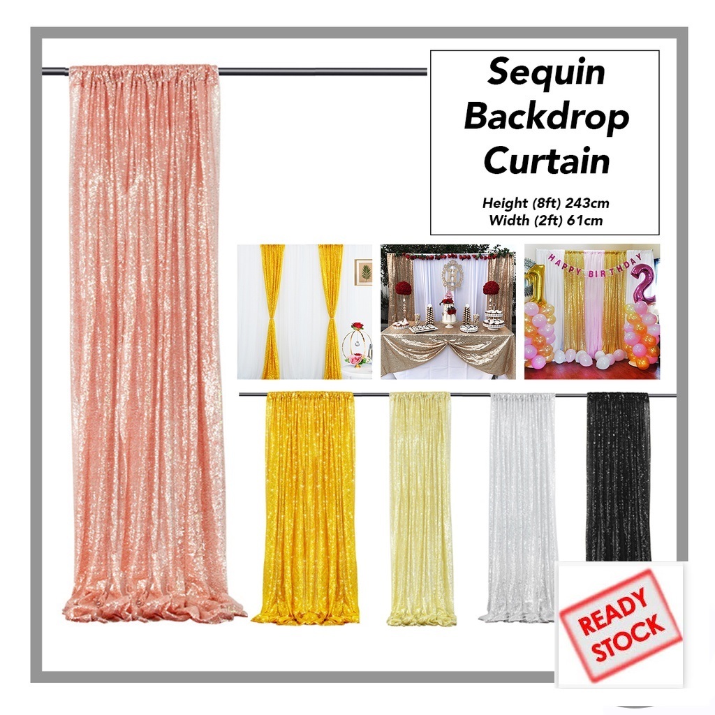 1pc 0.6x2.4M Sequin Backdrop Curtain Deco Wedding Party Glitter Sparkle ...