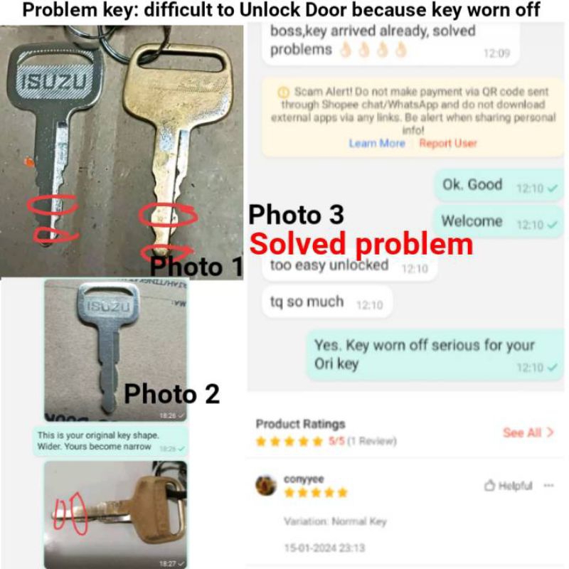 [KCN58922380] Isuzu Lorry Key Copy duplicate. original key worn off ...