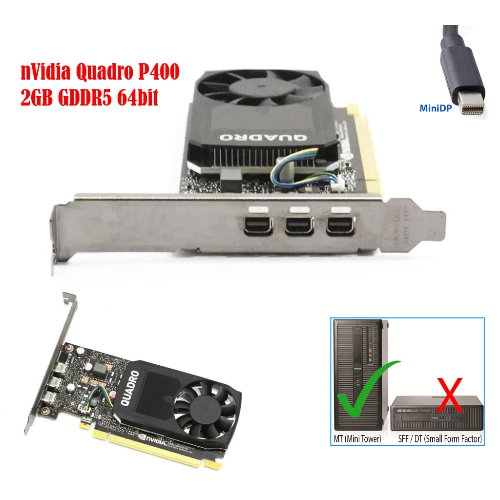 nVidia Quadro P400 2GB GDDR5 64bit PCIEx16 3 Mini DP High Profile VIDEO ...