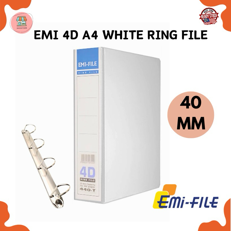 [READY STOCK]EMI-File A4 4D White Ring File 25/40MM | Shopee Malaysia