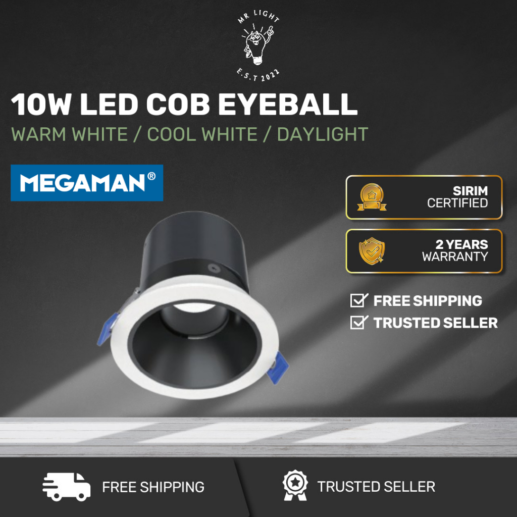 MEGAMAN 10W LED COB Anti Glare Eyeball, Recessed LED Spot Light, Modern ...