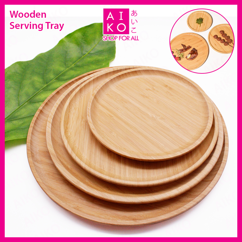 (AIKO) DULANG PIRING KAYU WOODEN PLATE (ROUND) TABLEWARE TRAY TEA SET ...