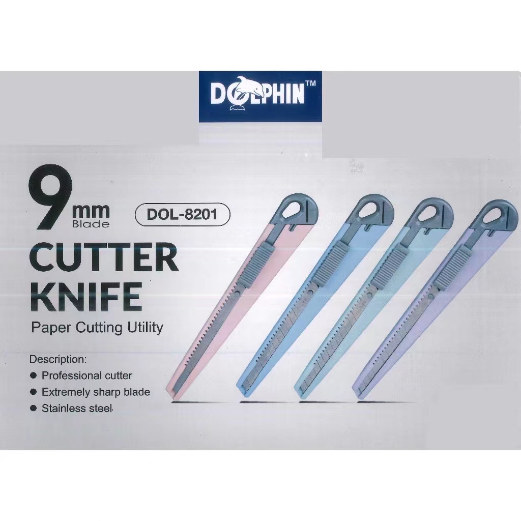 DOLPHIN 9MM CUTTER KNIFE ( DOL-8201 ) 1PCS ( Pastel Colour ) | Shopee ...