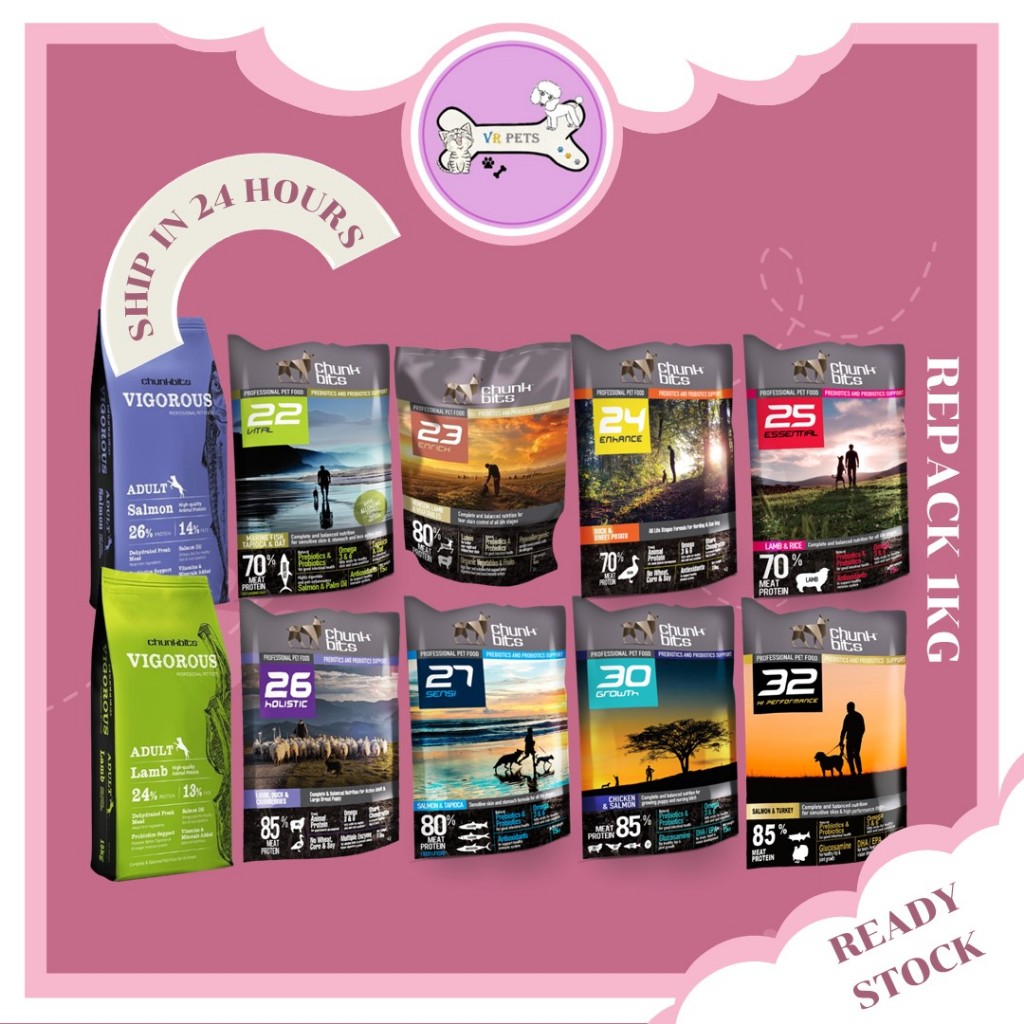 [REPACK] Chunk Bits Dog Food 1kg - (Sensi 27 / Growth 30 / Holistic ...