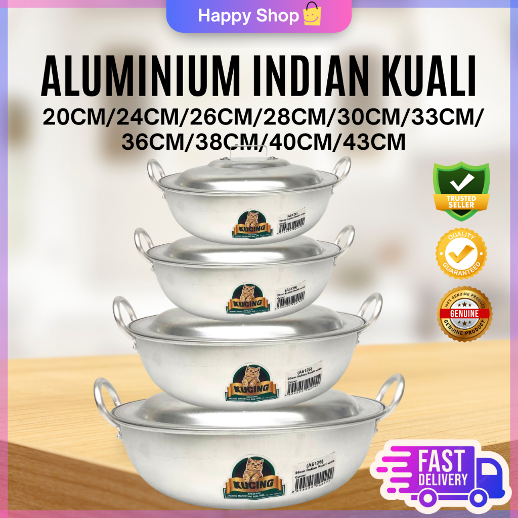 PURE ALUMINIUM INDIAN KUALI WITH COVER & HANDLE | Shopee Malaysia