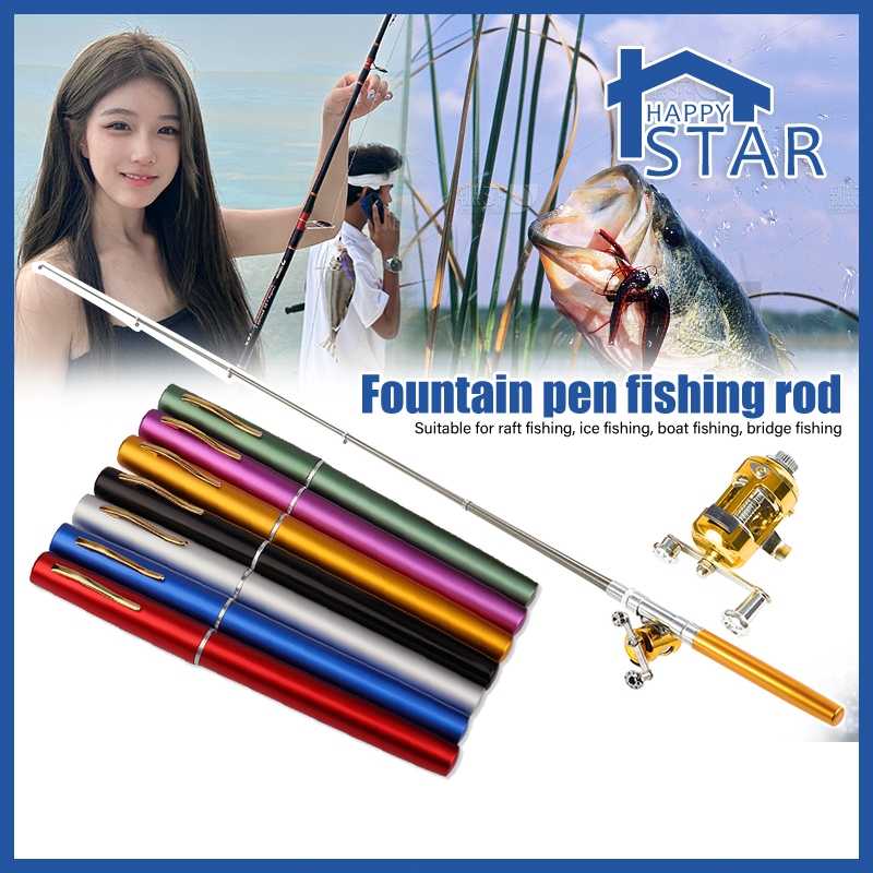 Portable Mini Pocket Fishing Pen Aluminum Alloy Fishing Rod Pole ...