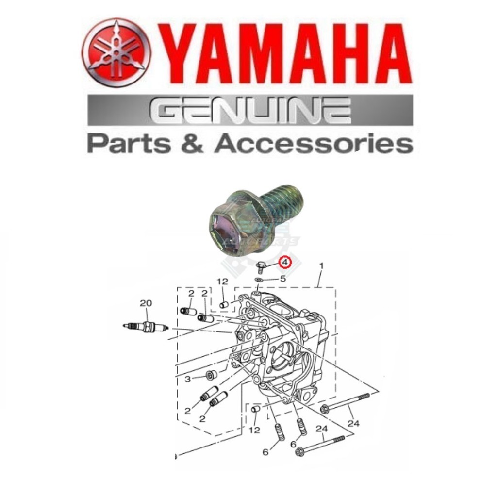 Cylinder Head Deep Recess Bolt No.4 ( 95E32-06010 ) Yamaha Y15zr ...