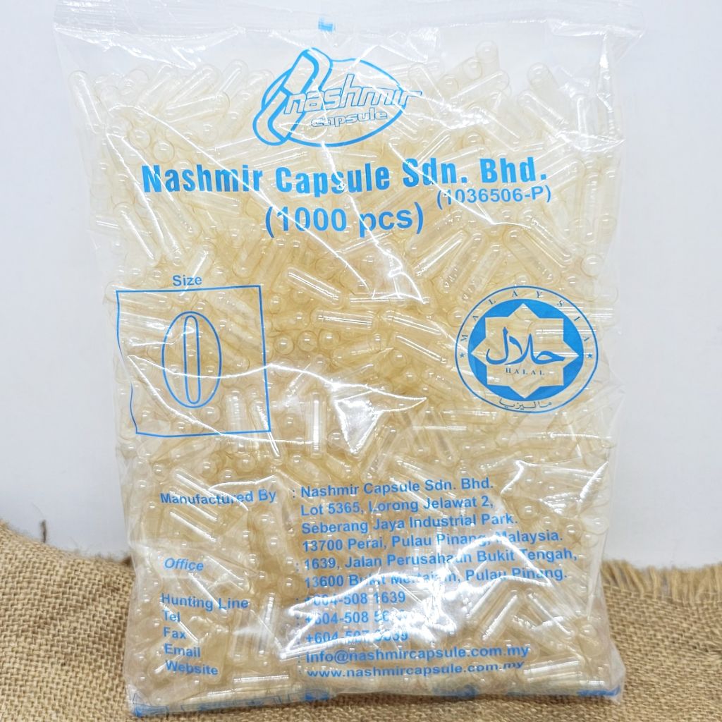Nashmir Kapsul Kosong HALAL Size 0 (1000pcs / HALAL) / Empty Gelatin ...