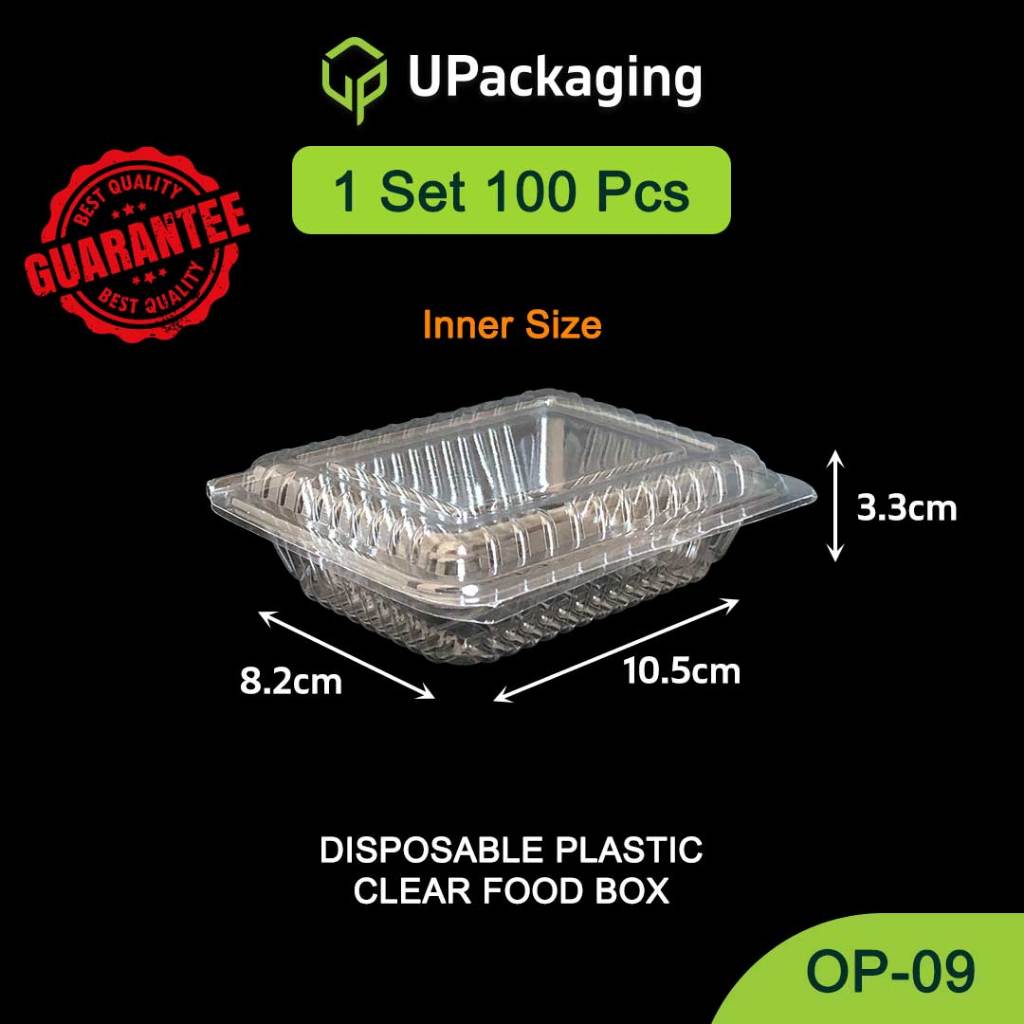 [100 Pcs] OP-09 Plastic Transparent Container-Bakery Disposable Plastic ...