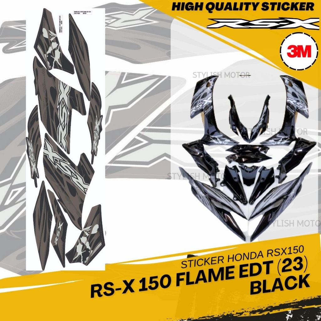 Stripe Honda Rsx 150 [ 3M Sticker ] Flame Edt (23) Black Red Blue ...