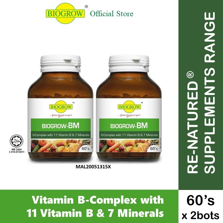 Biogrow BM B-Complex with 11 Vitamin B & 7 Minerals (60's + 60's ...
