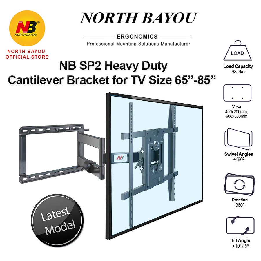 NB SP2 Heavy Duty Cantilever TV Bracket For LCD TV Size 65"-85 ...