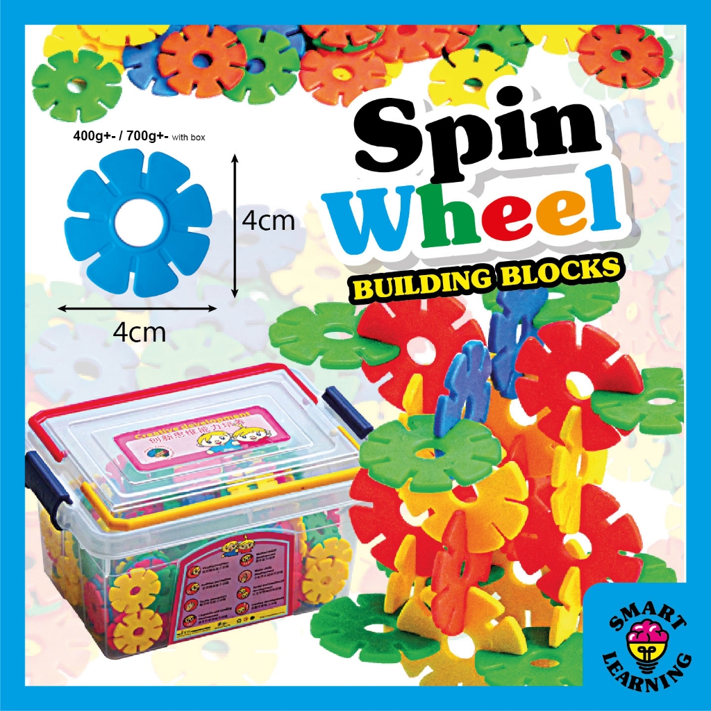 🔥READY STOCK🔥 PLASTIC SPIN WHEEL BUILDING BLOCKS SET CONNECTION ...