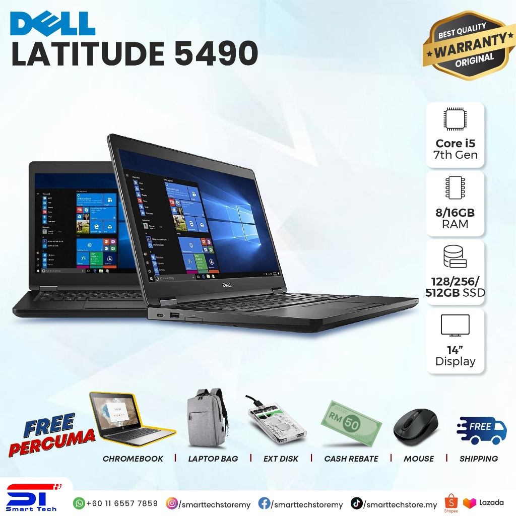 Dell Latitude 5490 | i5-7th Gen | 8/16 GB RAM | 128/256/512 GB SSD | 14 ...