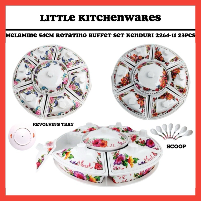 Melamine 54cm Rotating Buffet Set Kenduri 2264-11 23Pcs Party Serving ...