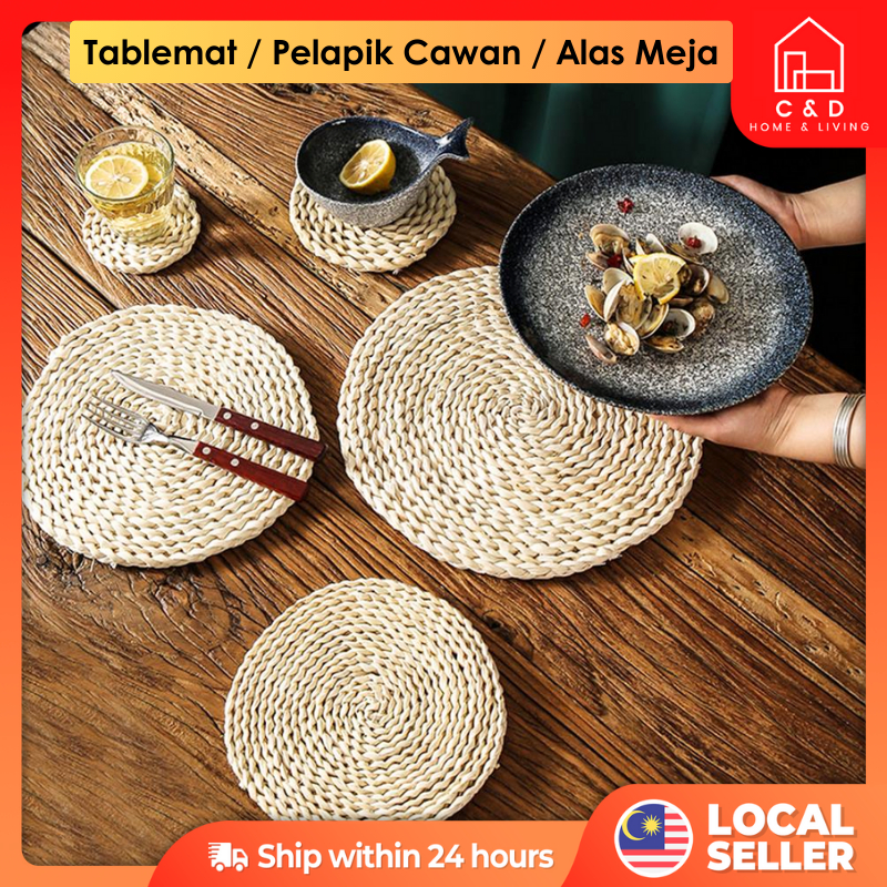 Round Coaster Placemat Corn Husk Straw Natural Handmade Round Kitchen ...