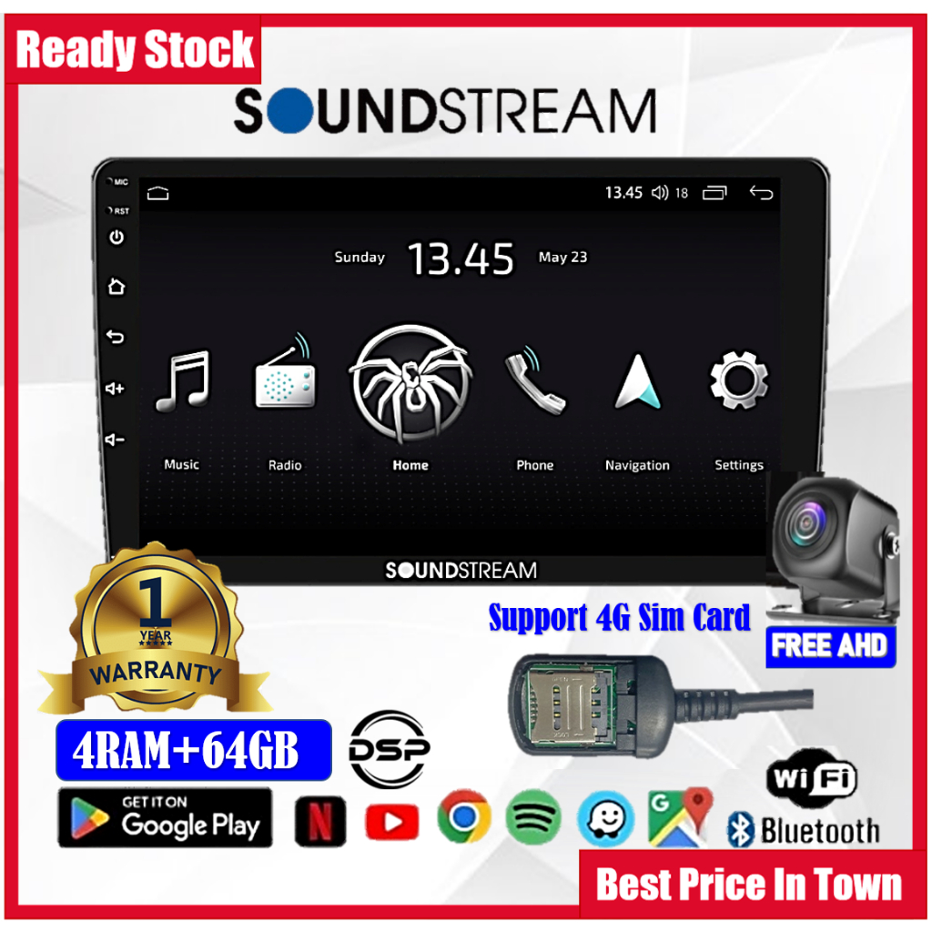 SOUNDSTREAM Car Android Player 4RAM+64GB Anzuo Ultra QLED 360 Cam DSP ...