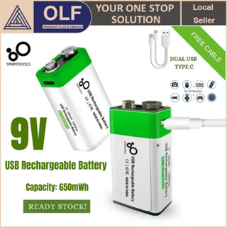 SMARTOOOLS 9V 1.5v Lithium Rechargeable Battery Type-C USB Charger ...
