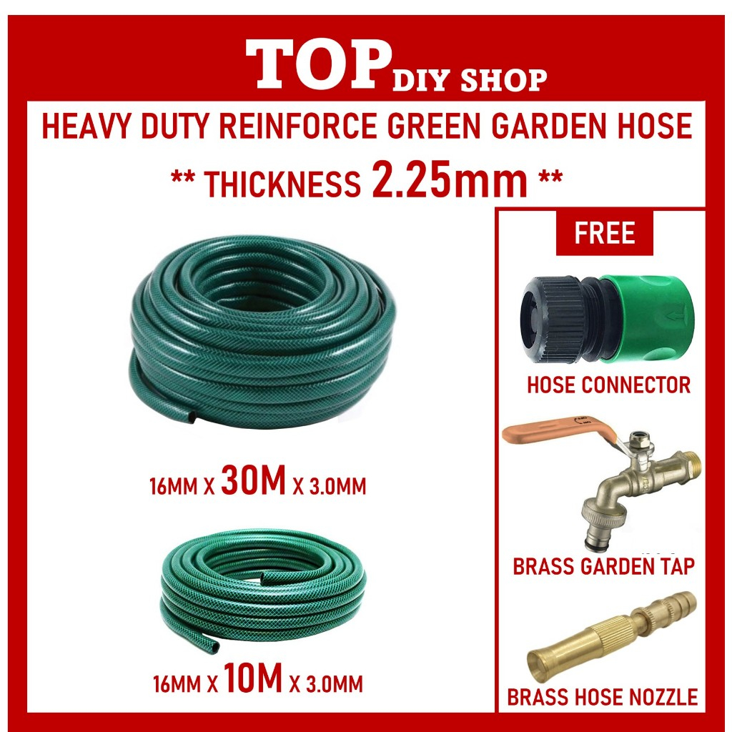 10m 30m x 2.25mm GREEN Reinforced PVC Flexible Garden Hose Green ...