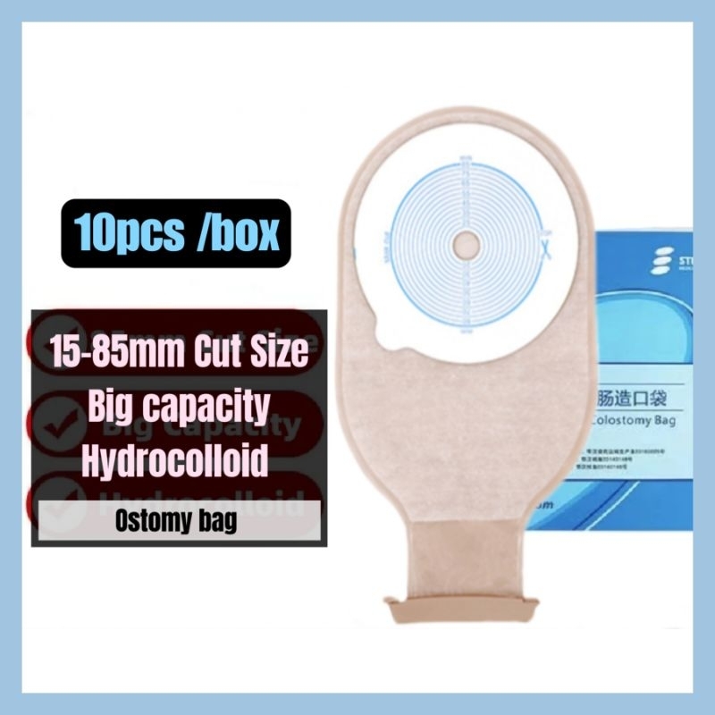 (10pcs/Box) Drainable Stoma Colostomy Bag Cut Size 15-85mm Ostomy ...