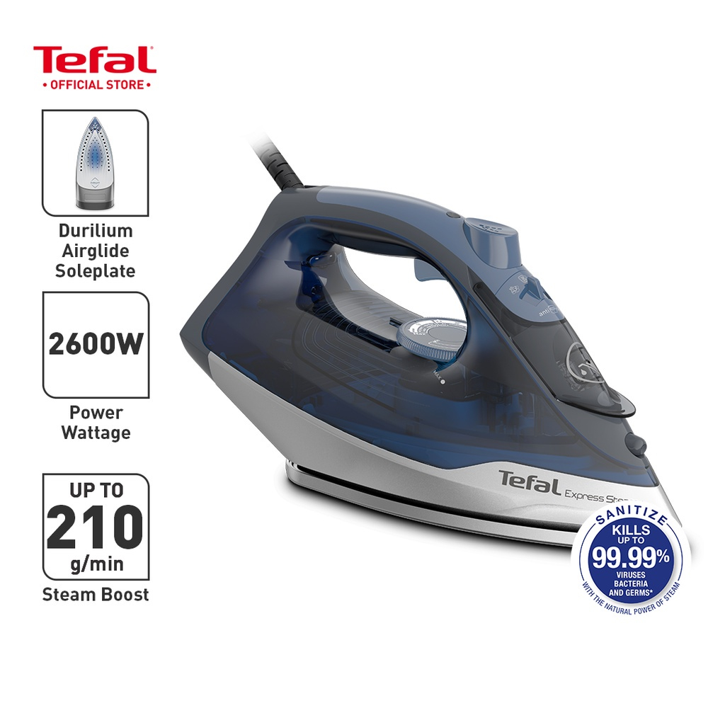 Tefal Express Steam+ FV2887 Steam Iron (2600W, 45/210g/min steam output ...