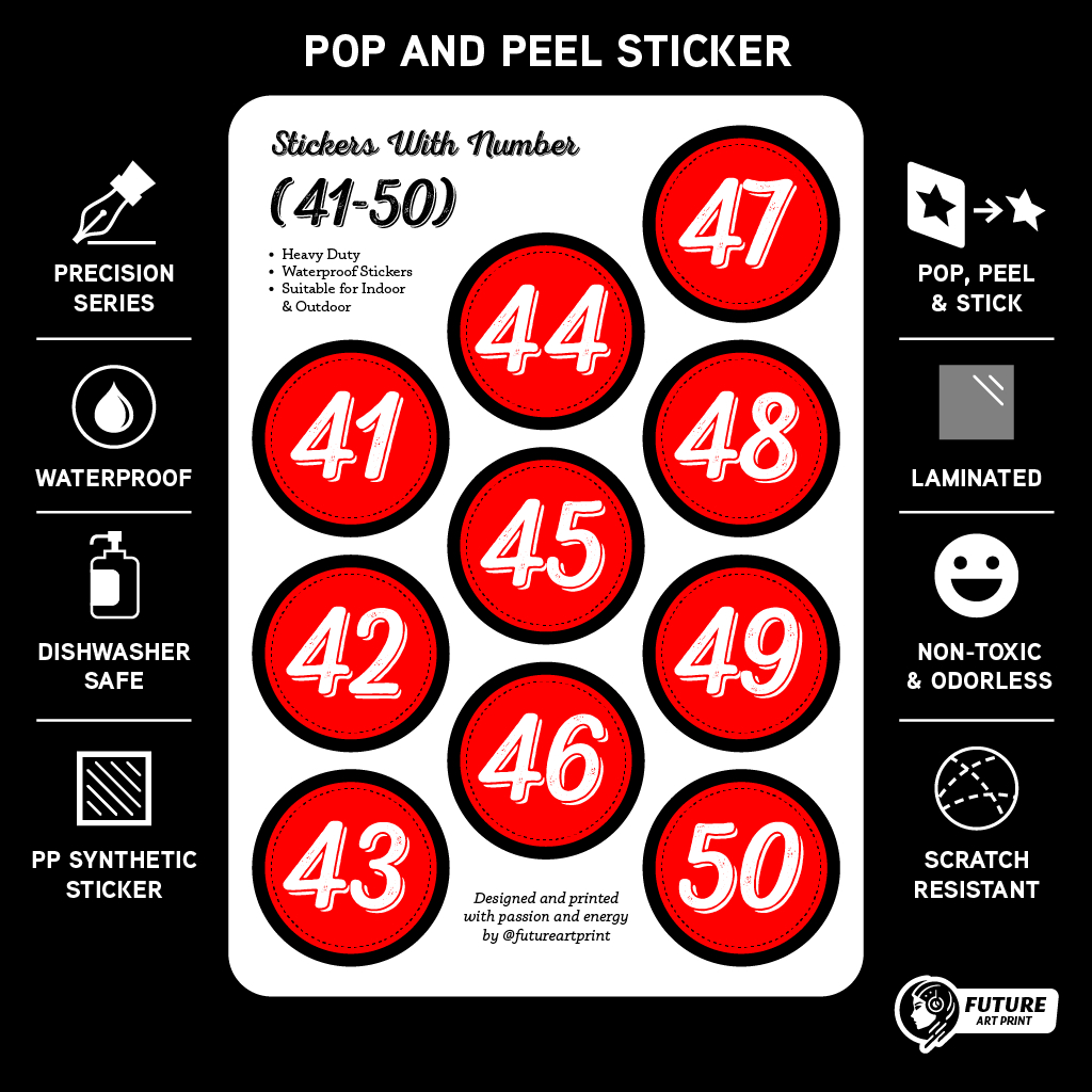 Set Number Stickers of 1-100 Alphabet Letter A-Z Symbols. Premium Red ...