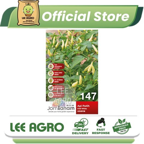 JT147 CILI API PUTIH (50 SEEDS)/API PUTIH CHILI WHITE/SAYURAN BERBUAH ...