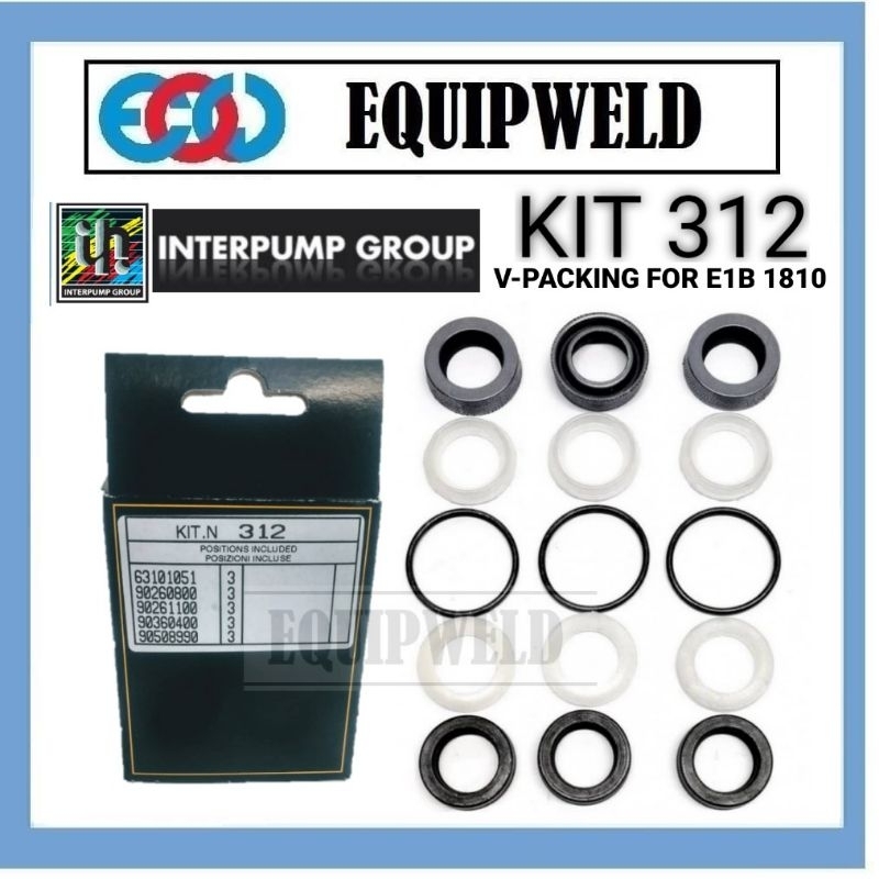 INTERPUMP KIT 312 V-PACKING (SEAL & ORING) FOR E1B 1800 HIGH PRESSURE CLEANER (ORIGINAL ...