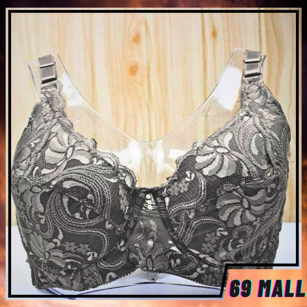 Women Bra Plus Size Full Cup 36-46 Floral Lace Thin Sponge Baju Dalam ...
