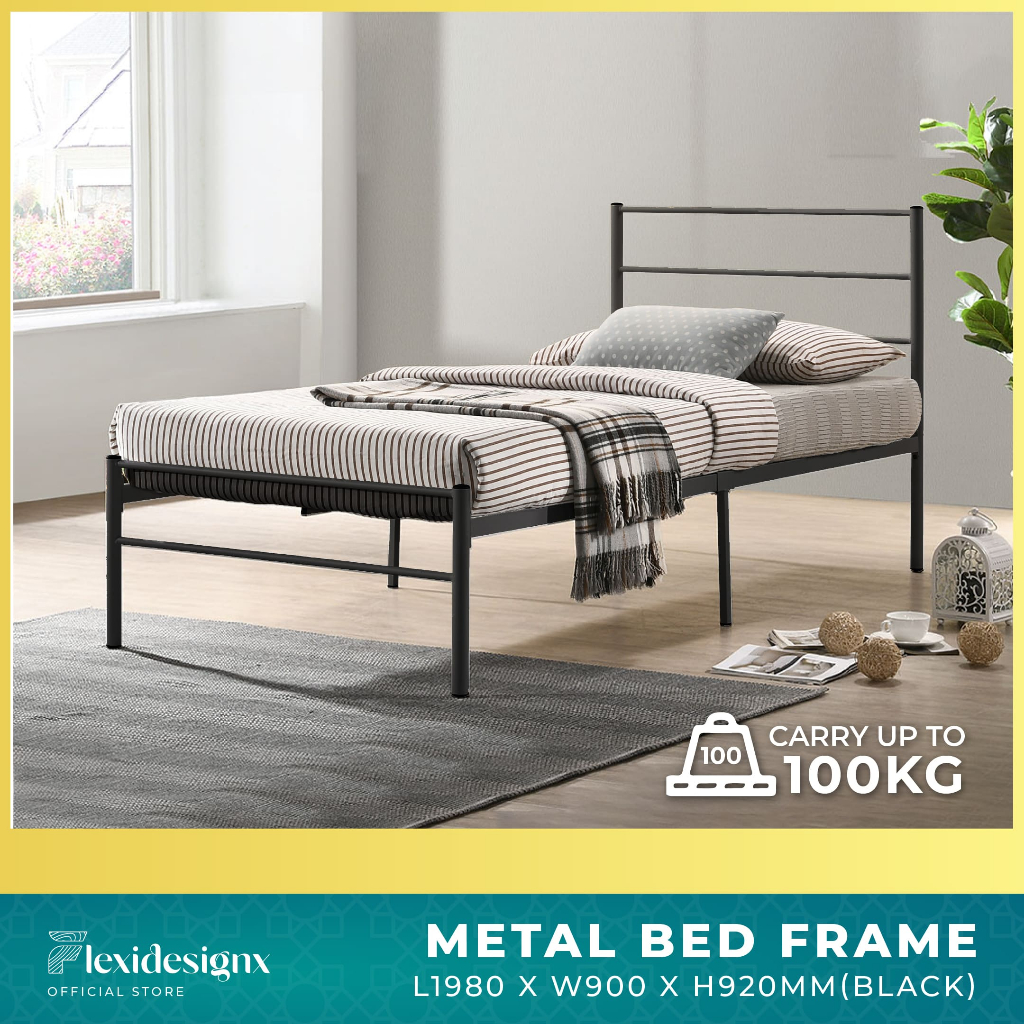 Flexidesignx Metal Bed Frame Single Katil Besi Black/White Bed Frame ...
