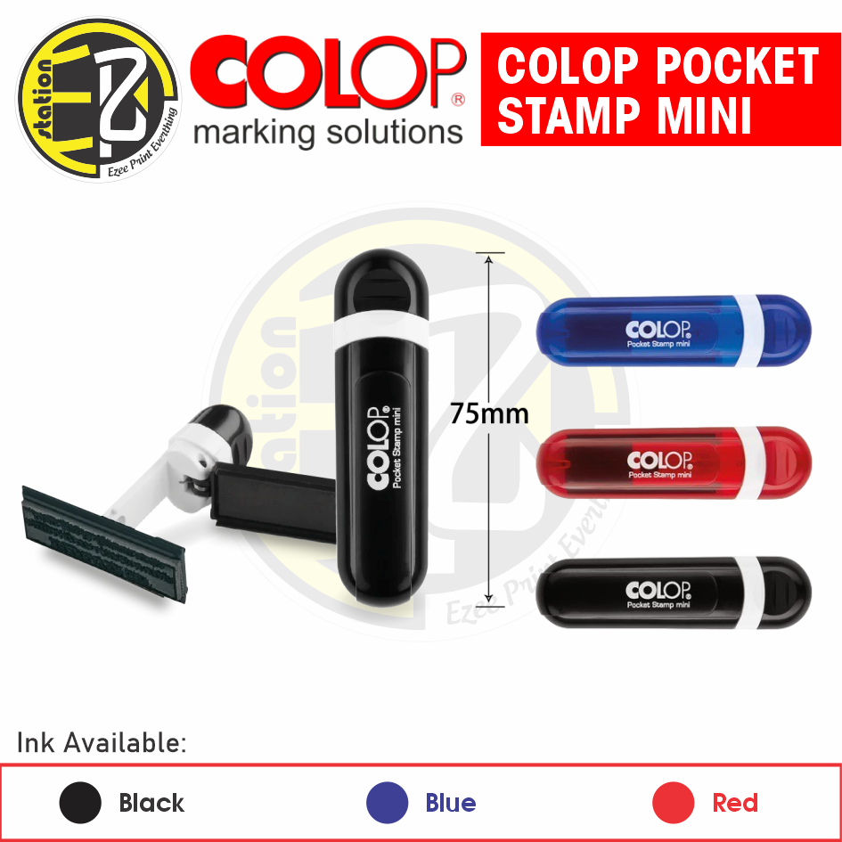 COLOP Mini Pocket Stamp 10mm X 39mm with Customise Rubber | Shopee Malaysia