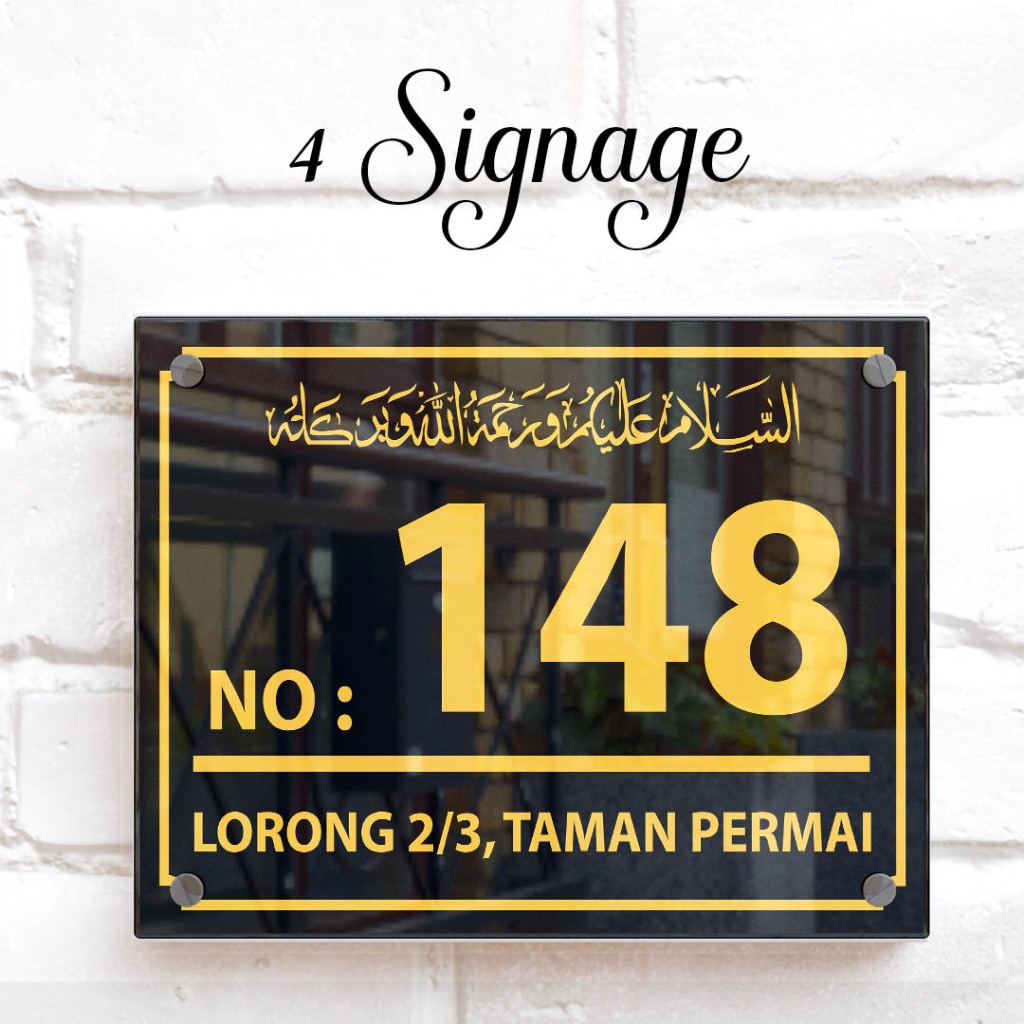 Signage Rumah Plate Alamat Rumah Modern House Number Plate (BOLD NUT ...