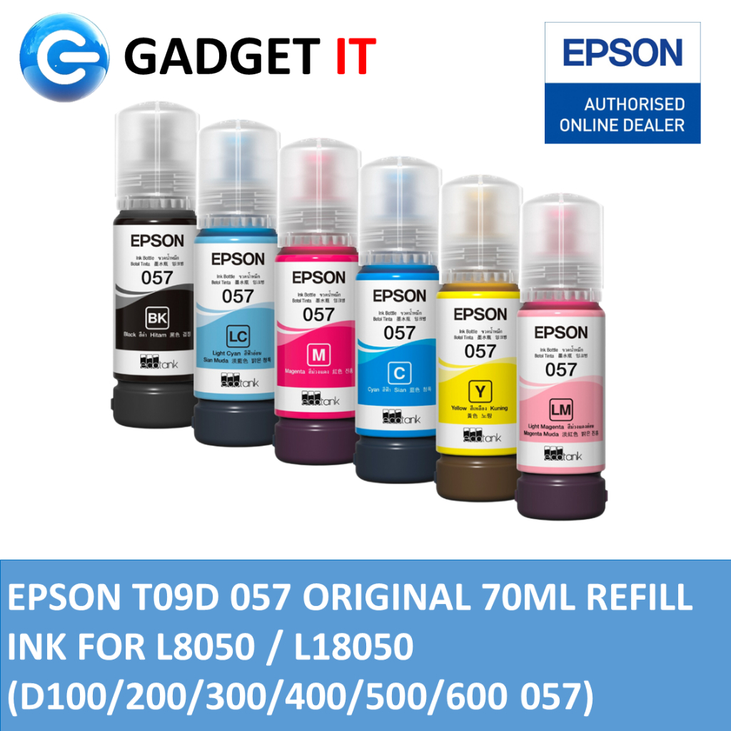 EPSON T09D 057 INK BOTTLE FOR L8050,L18050 PRINTER (BLACK,CYAN,MAGENTA ...