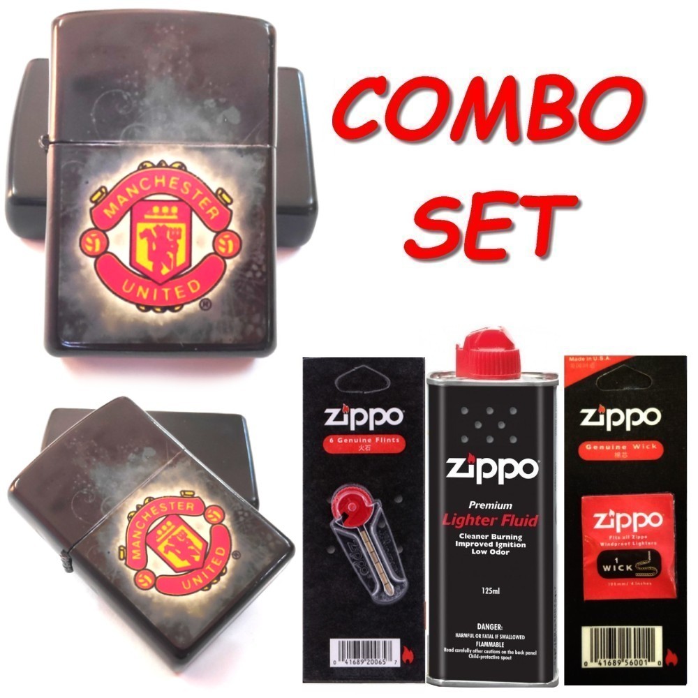 ZP Fluid Wick Flints with Manchester United Black Kerosine Lighter ...