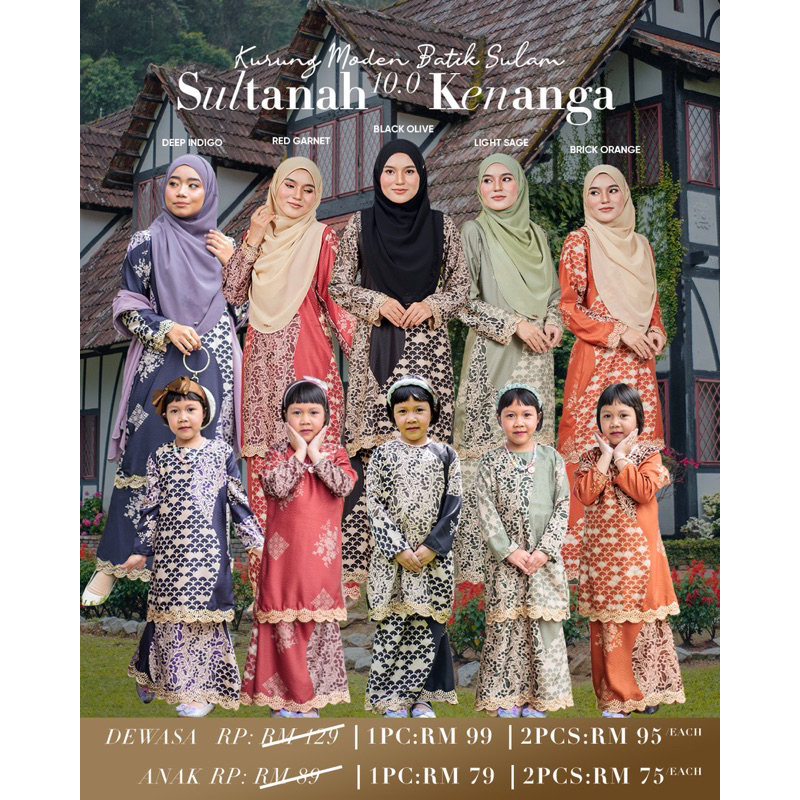 [LUVLA] Baju Kurung Batik SULAM KENANGA RAYA 2024 / Kurung Moden SULAM ...