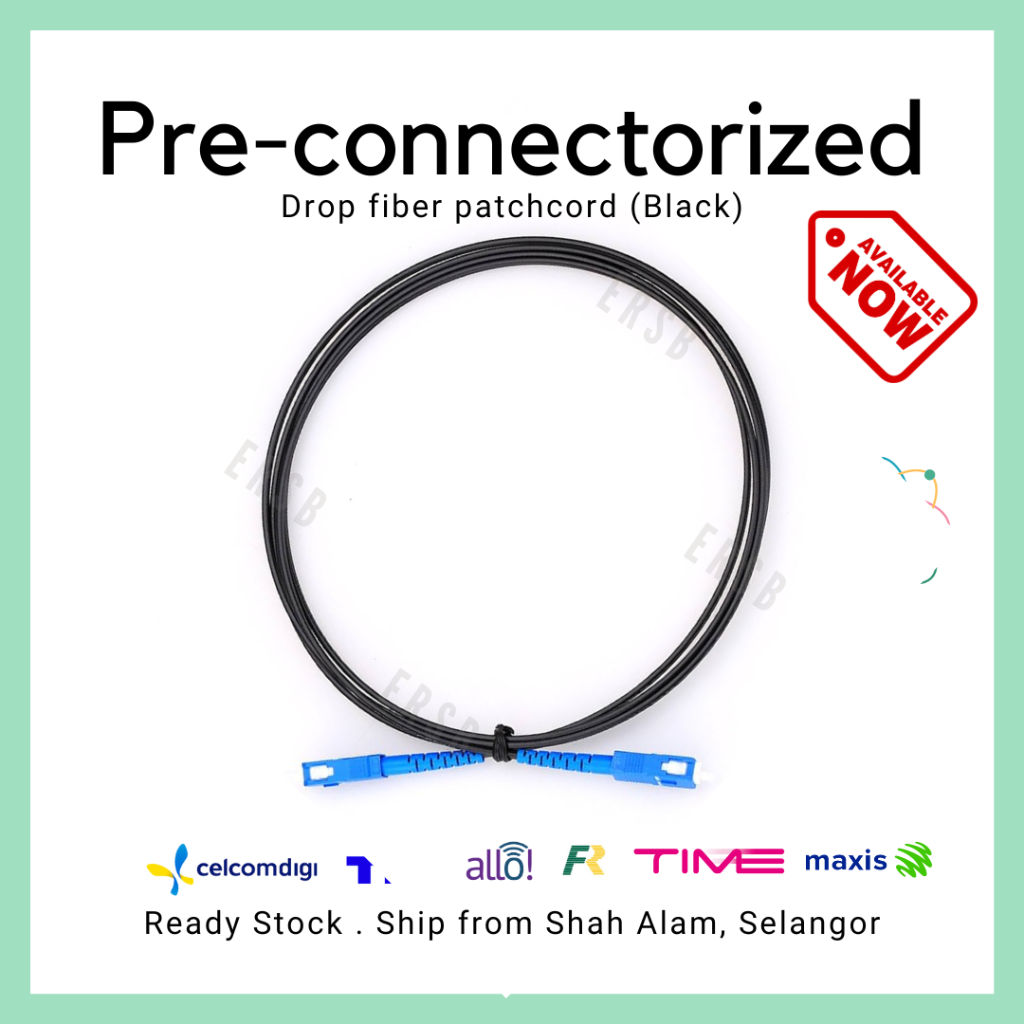 Ready Stock Pre-connectorized drop fiber patchcord (Black) Dropfiber ...