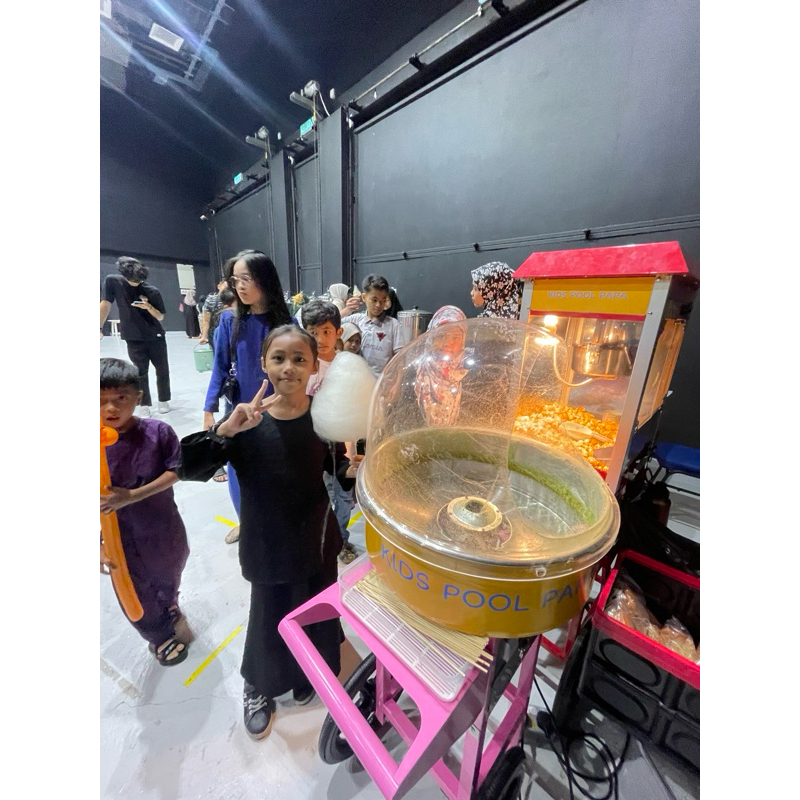 VIRAL RAYA Popcorn Cart Cotton Candy Floss Machine Murah Birthday Party ...