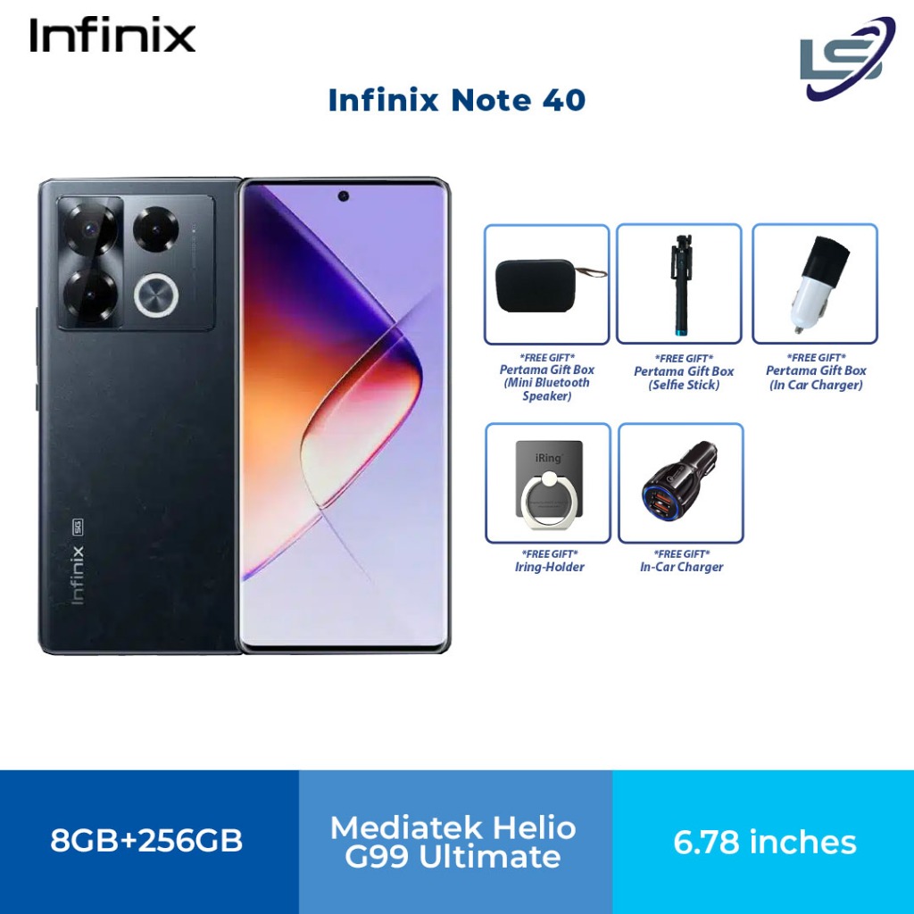 Infinix Note 40 8GB+256GB | Li-Po 5000mAh | 45W | 6.78 inches | Flexible AMOLED display ...