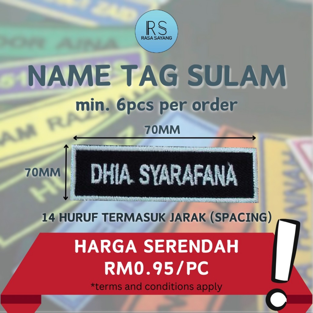 🔥 NAME TAG SULAM 🔥 NAME TAG SEKOLAH | Shopee Malaysia
