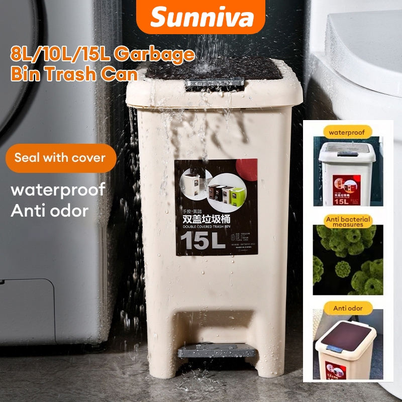 Thicken Trash Bin Kitchen With Lid Pedal Bin Durable Plastic Foot On ...