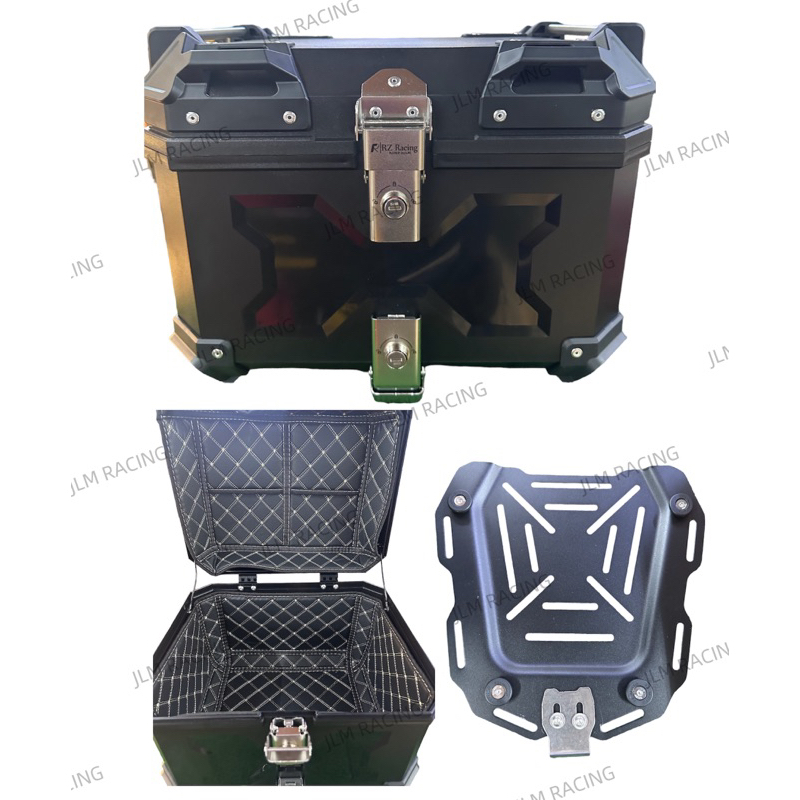 Motorcycle Top Box 45L (RZ RACING)Triple Black ABS,universal box ...