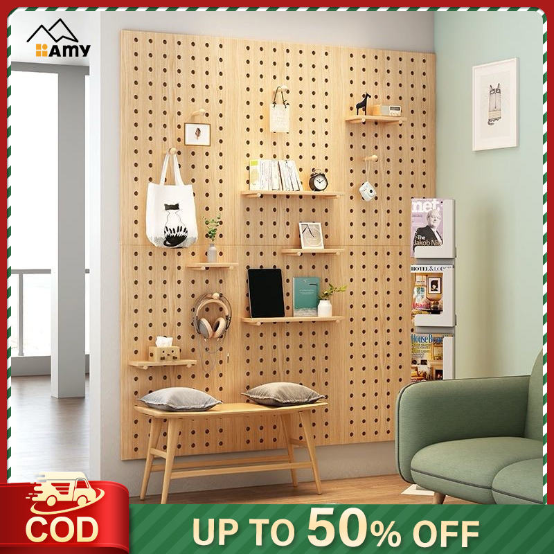 Amy Pegboard Solid Wood Perforated Display Board Display Rack Wall ...