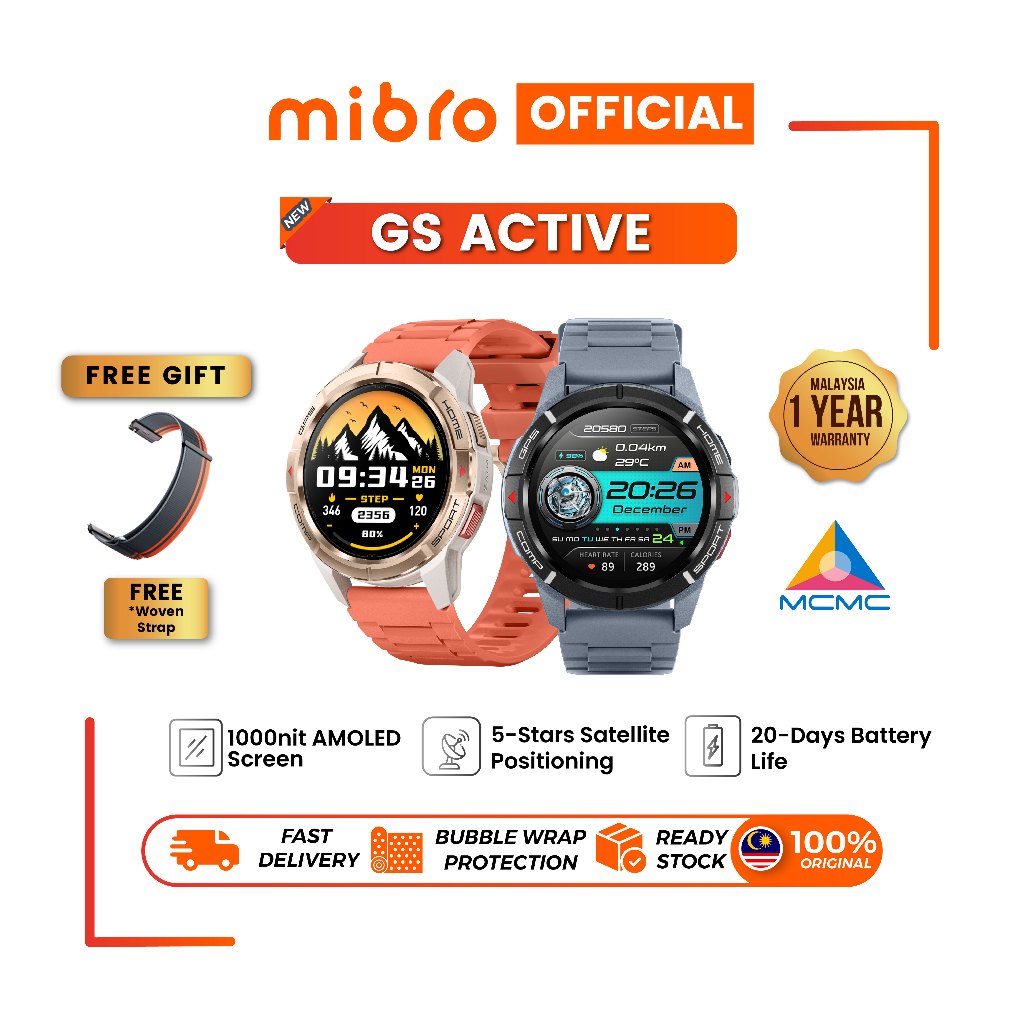 Mibro GS Active Jam Pintar / Smartwatch 1.3'' AMOLED, GPS 5 Satelit ...