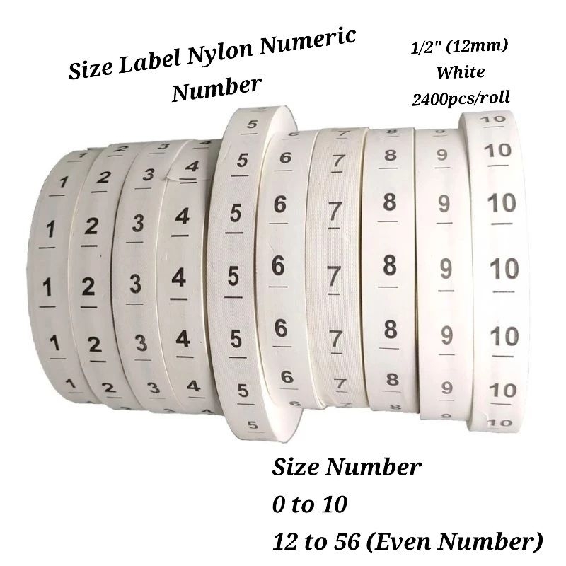 (2400pcs) Size Label Nylon Number / Size Tag / Label Saiz Baju / Size ...